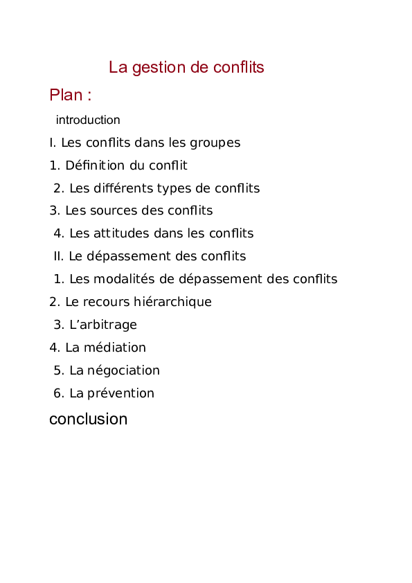 (DOC) La gestion de conflits