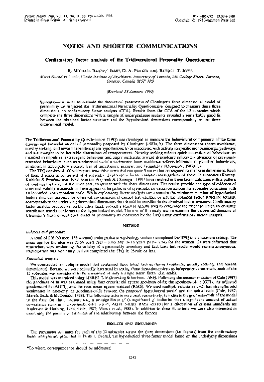 (PDF) NOTES AND SHORTER COMMUNICATIONS Confirmatory factor analysis of ...