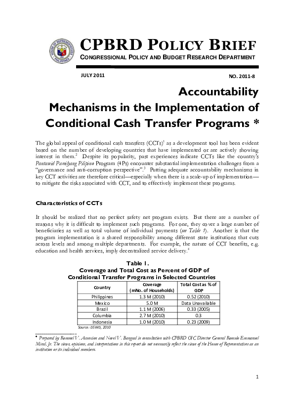 (PDF) Accountability Mechanisms for the Implementation of Conditional ...