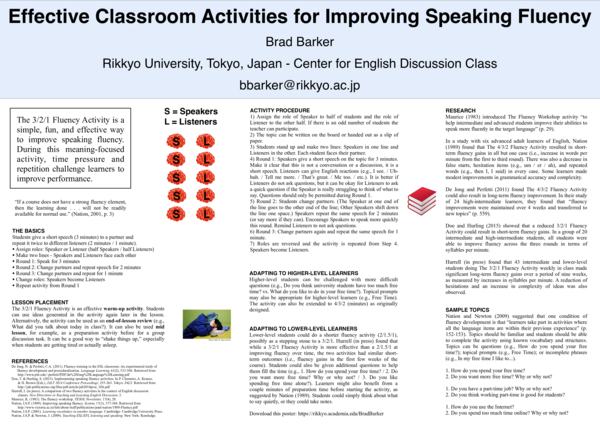 (PDF) Effective Classroom Activities for Improving Speaking Fluency