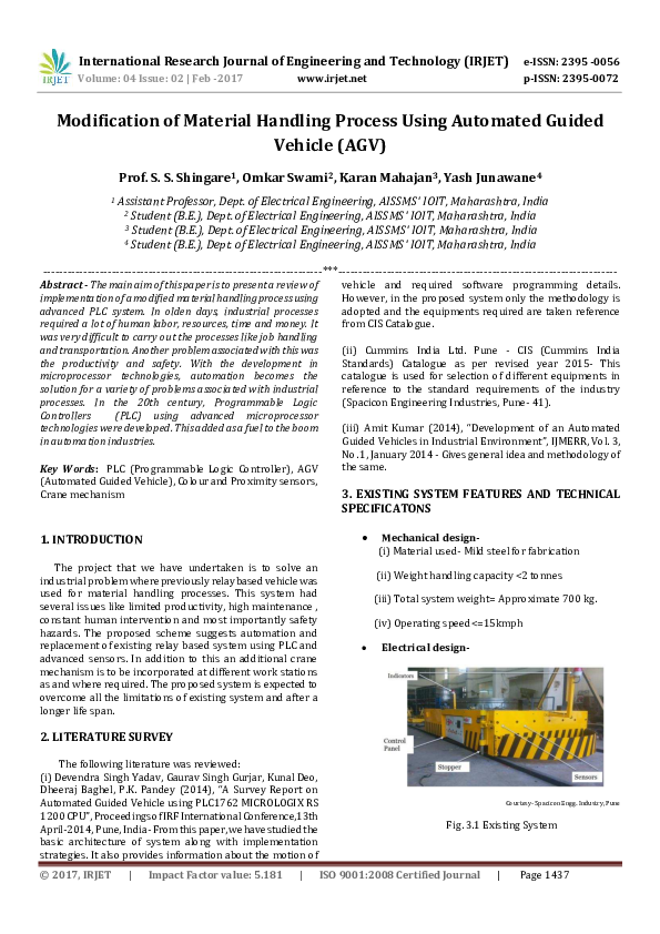 (PDF) IRJET-Modification of Material Handling Process Using Automated ...