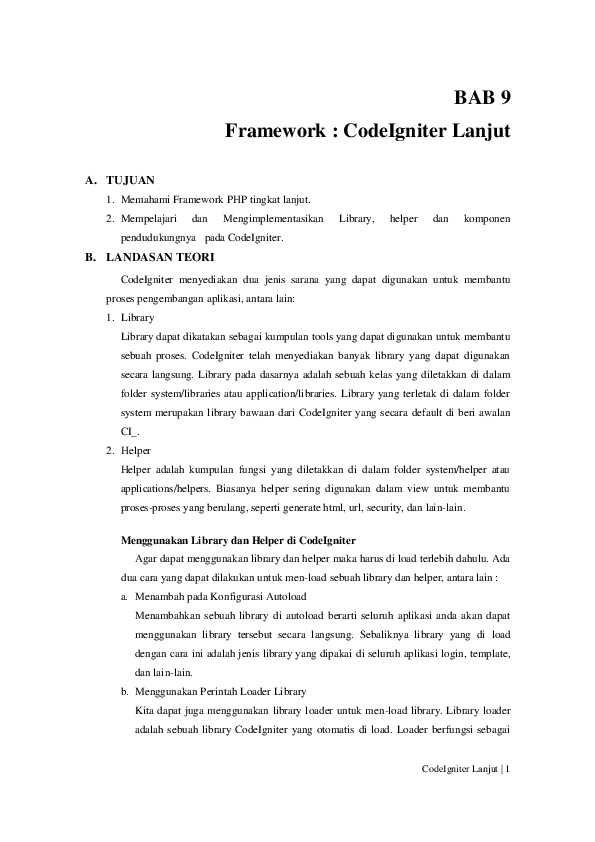 (PDF) Framework : CodeIgniter Lanjut