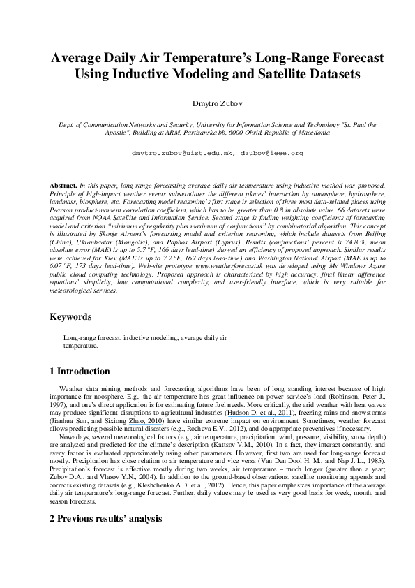 (PDF) Long-Range Air Temperature Forecasting Strategy