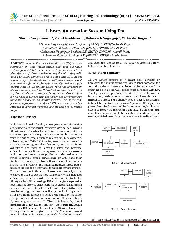 (PDF) Robot Navigation System Using RFID | IRJET Journal - Academia.edu