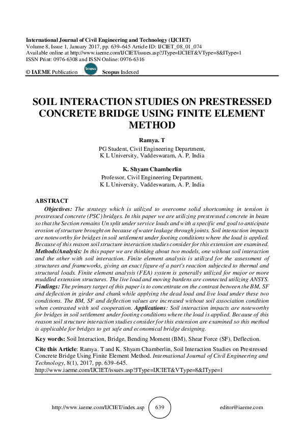 (PDF) SOIL INTERACTION STUDIES ON PRESTRESSED CONCRETE BRIDGE USING FINITE ELEMENT METHOD