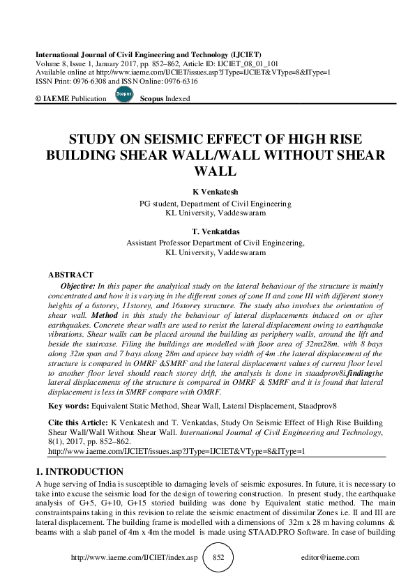 (PDF) STUDY ON SEISMIC EFF BUILDING SHEAR WALL