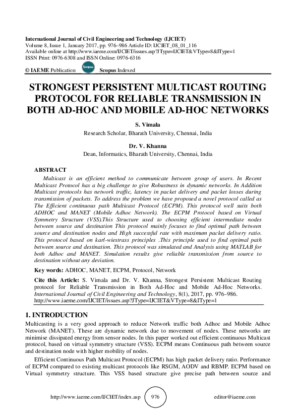 Pdf Strongest Persistent Multicast Routing Protocol For Reliable Transmission In Both Ad Hoc