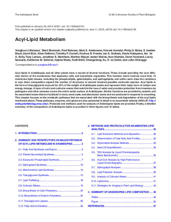 (PDF) Acyl-Lipid Metabolism