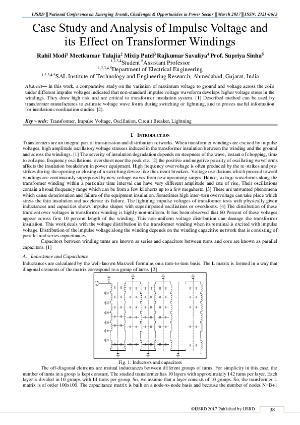 (PDF) Case Study and Analysis of Impulse Voltage and its Effect on Transformer Windings