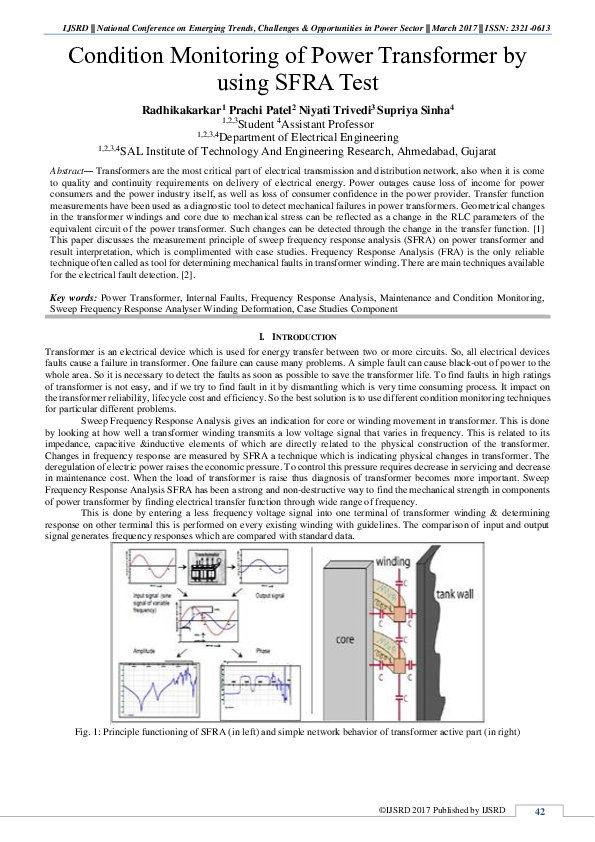 (PDF) Condition Monitoring of Power Transformer by using SFRA Test