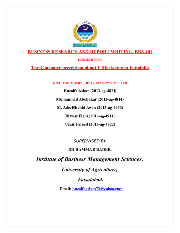 (DOC) BUSINESS RESEARCH AND REPORT WRITING. BBA 401 The Consumer ...