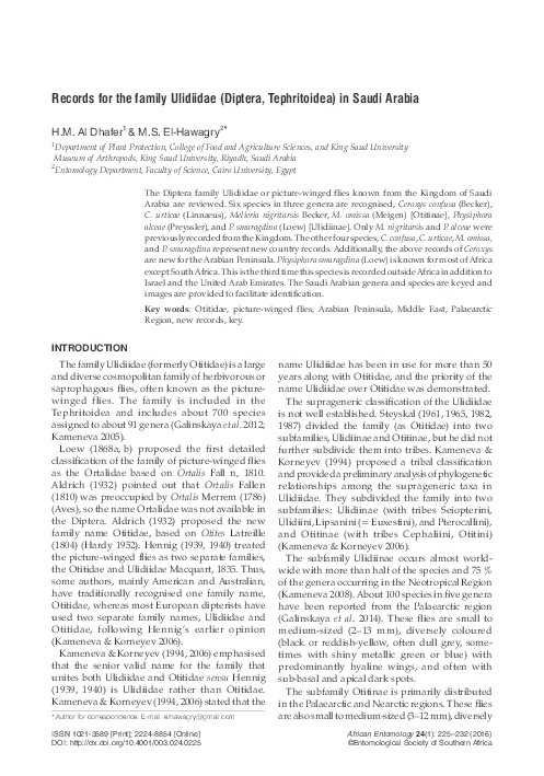 (PDF) Records for the family Ulidiidae (Diptera, Tephritoidea) in Saudi ...
