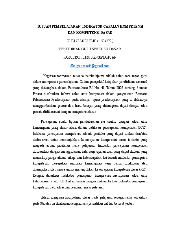 (DOC) TUJUAN PEMBELAJARAN, INDIKATOR CAPAIAN KOMPETENSI DAN KOMPETENSI ...