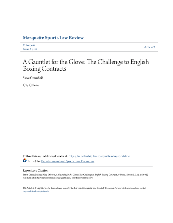 (PDF) A Gauntlet for the Glove: The Challenge to English Boxing ...