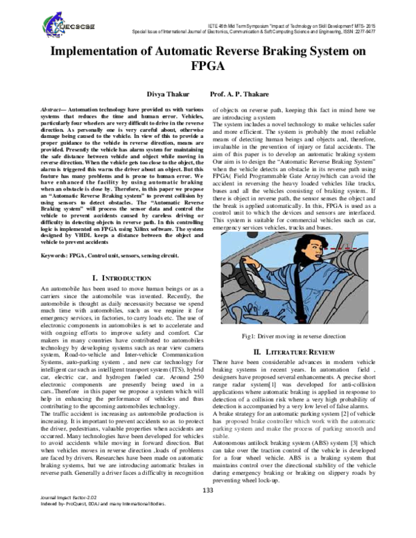 (PDF) Implementation of Automatic Reverse Braking System on