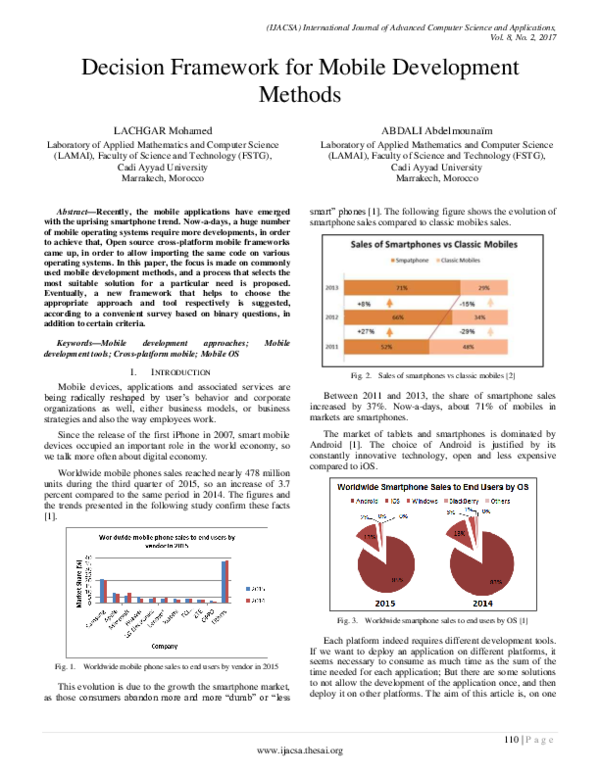 (PDF) Decision Framework for Mobile Development Methods