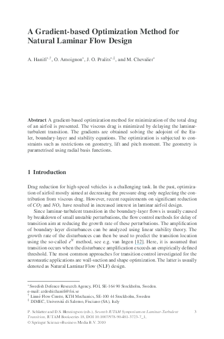 (PDF) A Gradient-based Optimization Method for Natural Laminar Flow ...