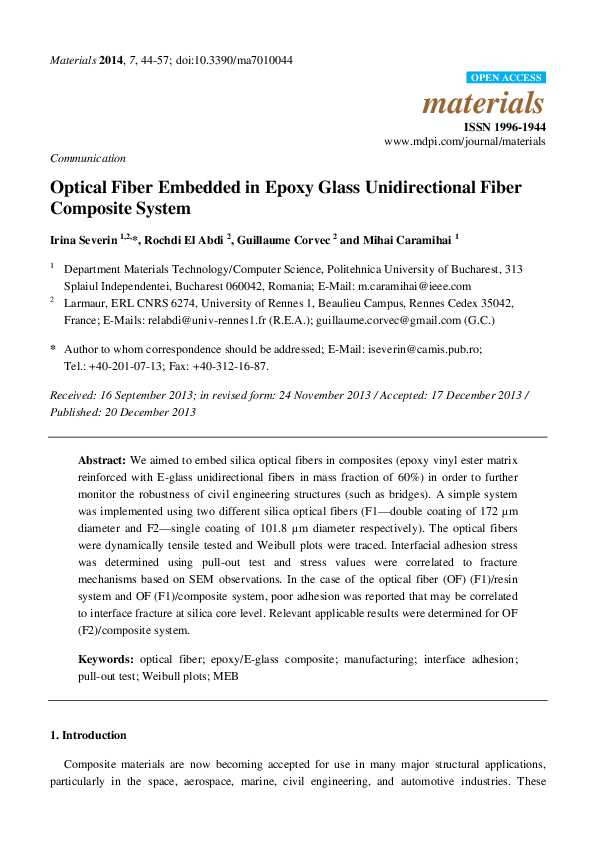 (PDF) Optical Fiber Embedded in Epoxy Glass Unidirectional Fiber ...