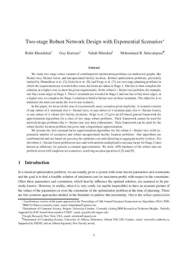 (PDF) Two-stage Robust Network Design with Exponential Scenarios