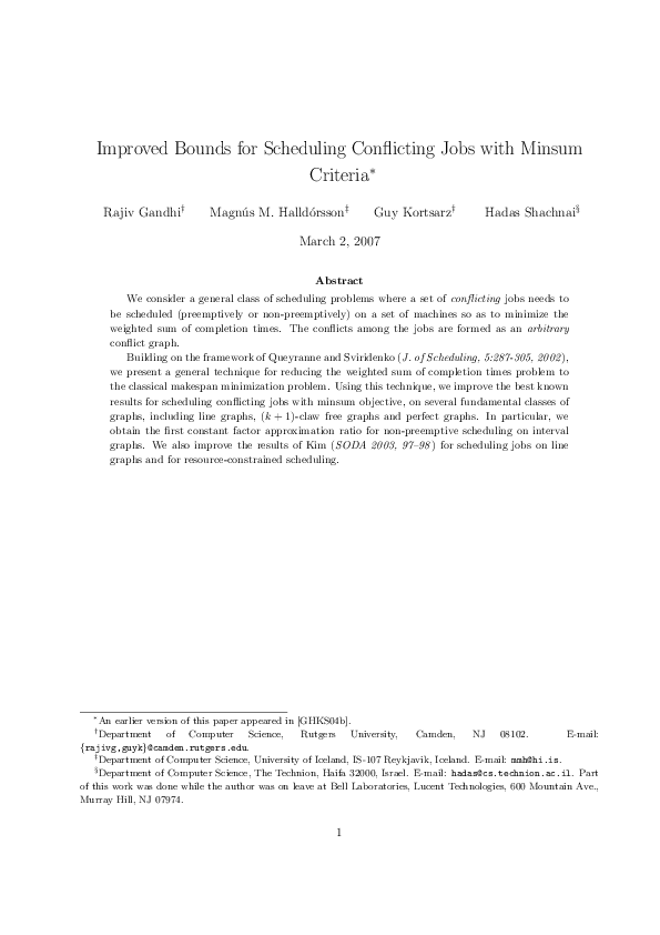 (PDF) Improved bounds for scheduling conflicting jobs with minsum ...