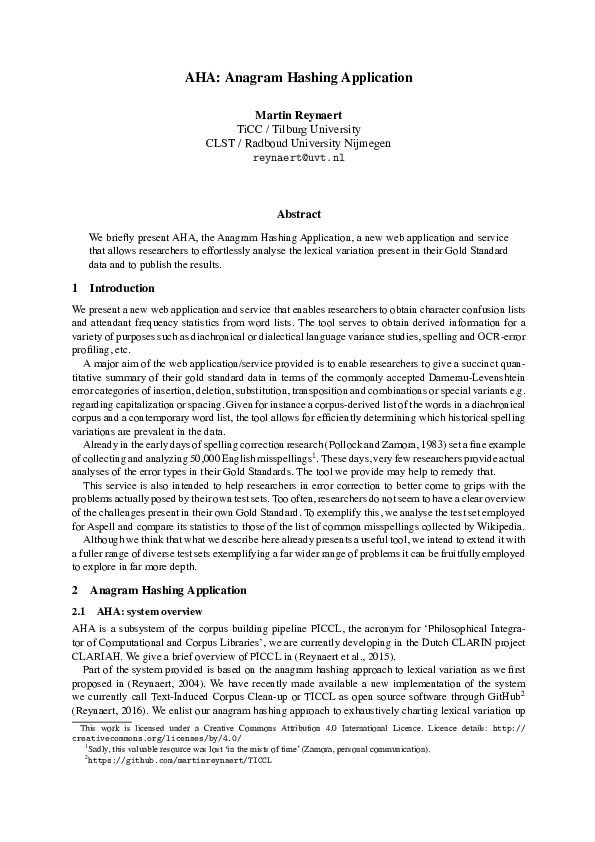 (PDF) AHA: Anagram Hashing Application