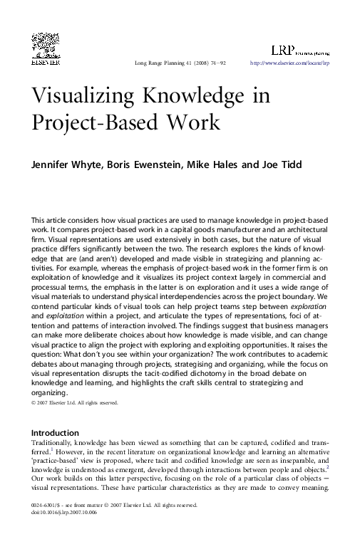 (PDF) Visualizing Knowledge in Project-Based Work