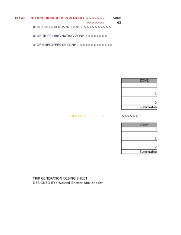 (XLS) Traffic Excel Design Sheet