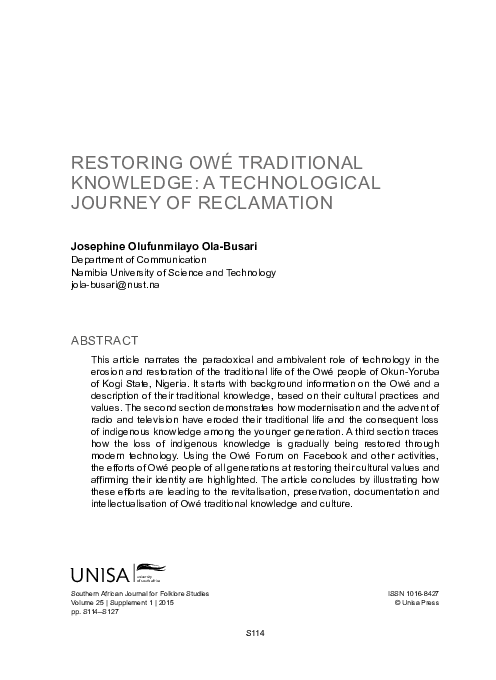 (PDF) Restoring OWÉ Traditional Knowledge: A technological Journey of ...