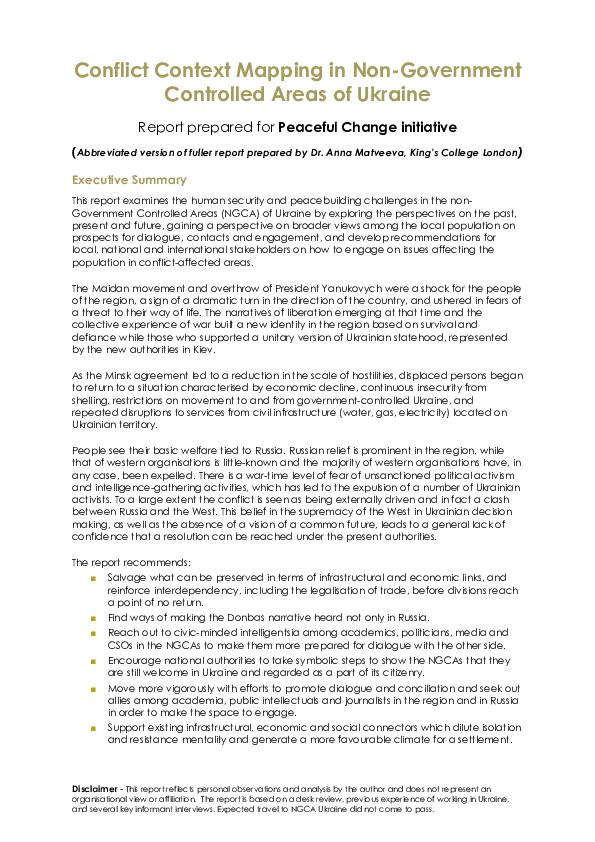 (PDF) Conflict Context Mapping in Non-Government Controlled Areas of ...