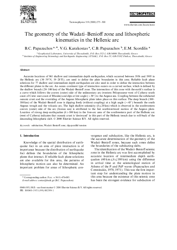 (PDF) The geometry of the Wadati-Benioff zone and lithospheric ...