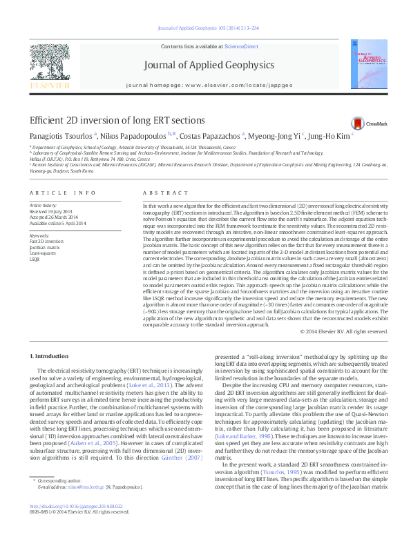(PDF) Efficient 2D inversion of long ERT sections