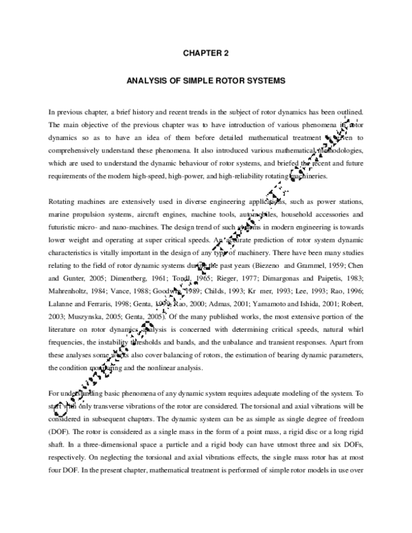 (PDF) CHAPTER 2 ANALYSIS OF SIMPLE ROTOR SYSTEMS