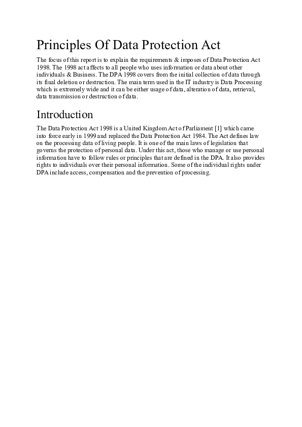(DOC) Principles Of Data Protection Act