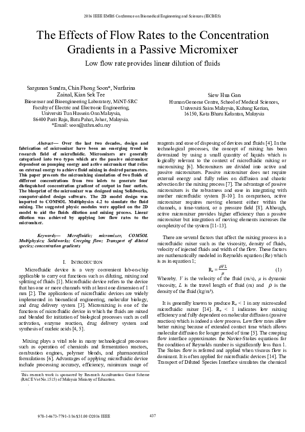 (PDF) The Effects of Flow Rates to the Concentration Gradients in a ...