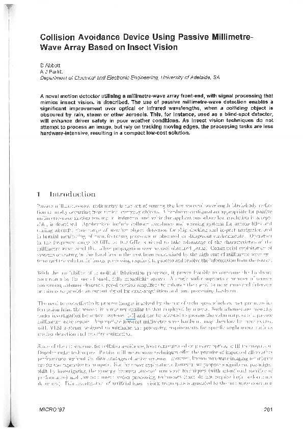 Pdf Collision Avoidance Device Using Passive Millimetre Wave Array