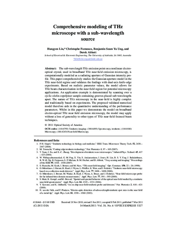(PDF) Comprehensive modeling of THz microscope with a sub-wavelength source