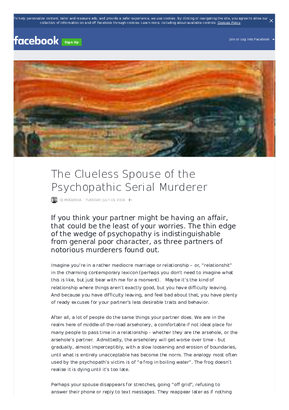 (PDF) The Clueless Spouse of the Psychopathic Serial Murderer | Obelia ...