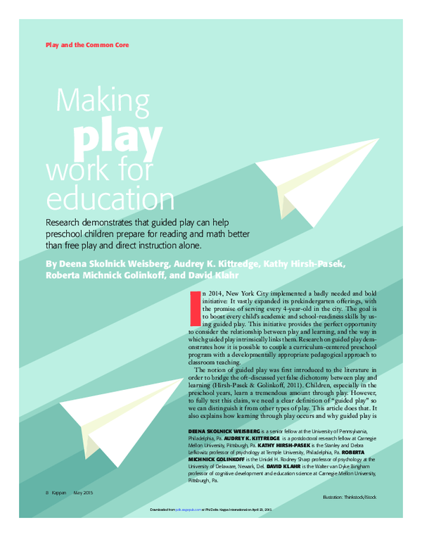 (PDF) Making play work for education