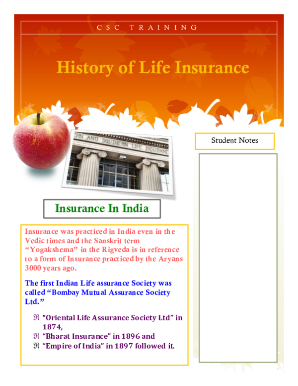 (PDF) HISTORY OF LIFE INSURANCE