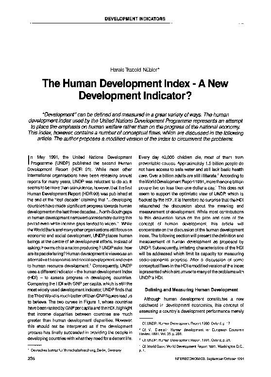 (PDF) The human development index—A new development indicator?