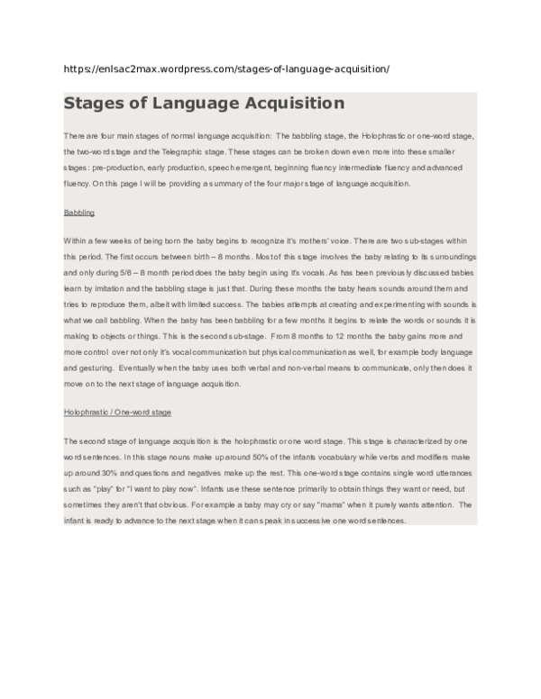 (DOC) Stages of Language Acquisition