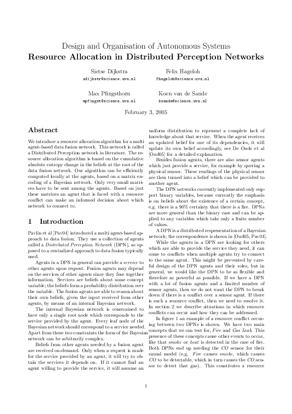 Pdf Design And Organisation Of Autonomous Systems Resource Allocation