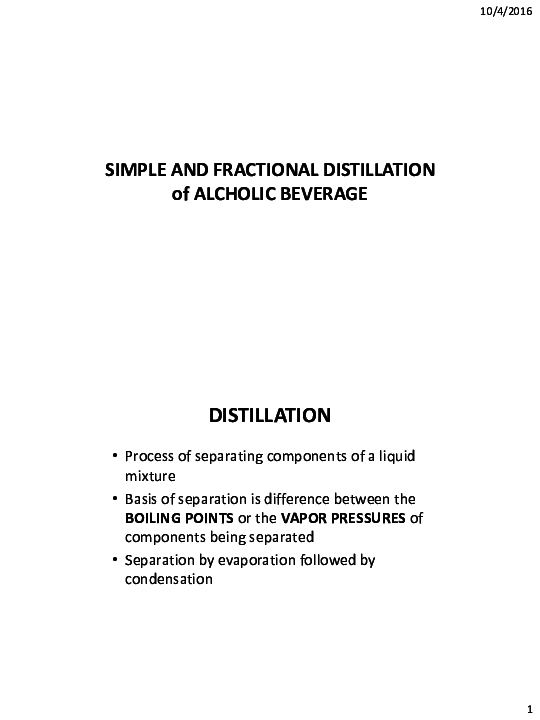 (PDF) SIMPLE AND FRACTIONAL DISTILLATION of ALCHOLIC BEVERAGE