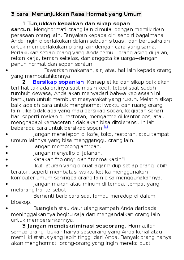 (DOC) Cara Menunjukkan Rasa Hormat yang Umum