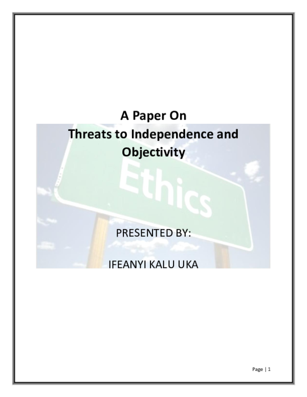 (PDF) A Paper On Threats to Independence and Objectivity PRESENTED BY ...