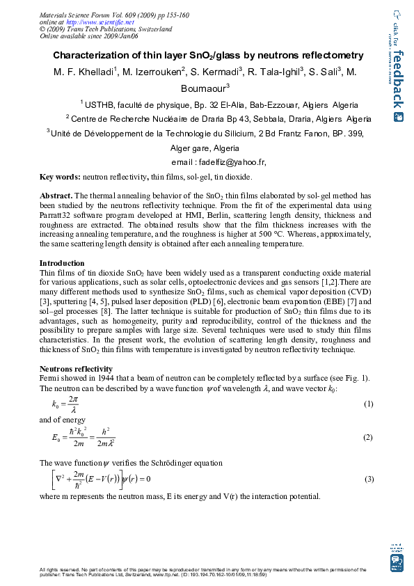 (PDF) Neutron Characterization of Thin Layer SnO2/Glass by Neutrons ...