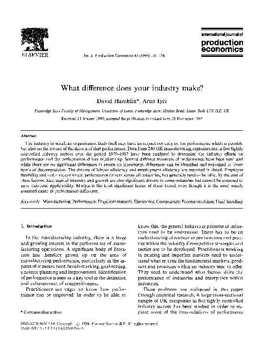 (PDF) Industry Impact on Performance Drivers