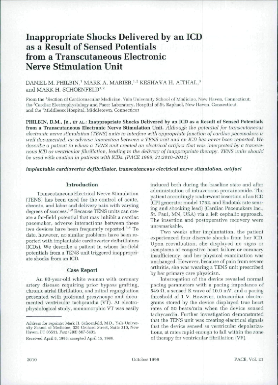 (PDF) Inappropriate Shocks Delivered by an ICD as a Result of Sensed ...