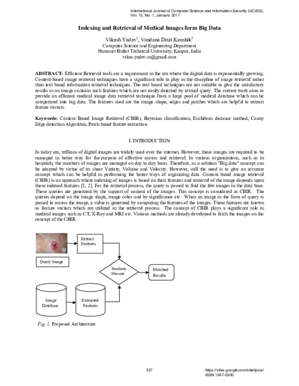 (PDF) Indexing and Retrieval of Medical Images form Big Data