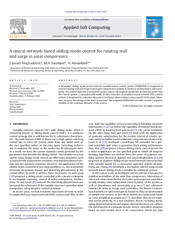 (PDF) A neural network-based sliding-mode control for rotating stall and surge in axial compressors